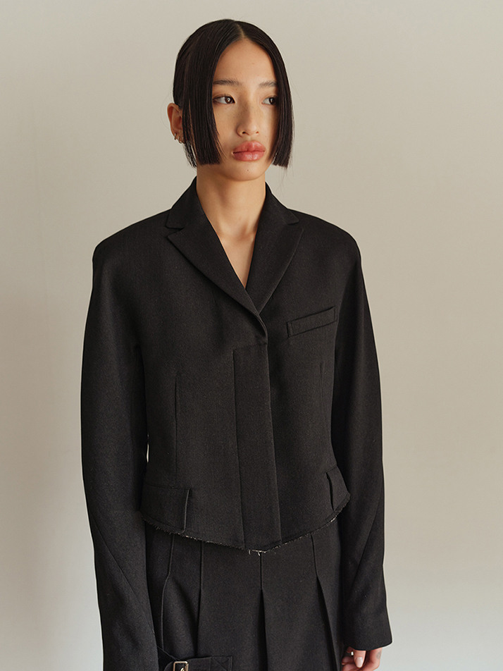 V Cut Jacket_Black | ETERNAL JOURNEY