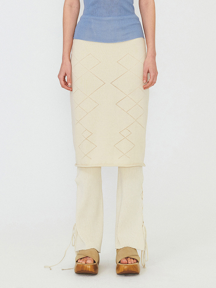 ARGYLE PATTERN KNIT SKIRT (ivory) | ETERNAL JOURNEY