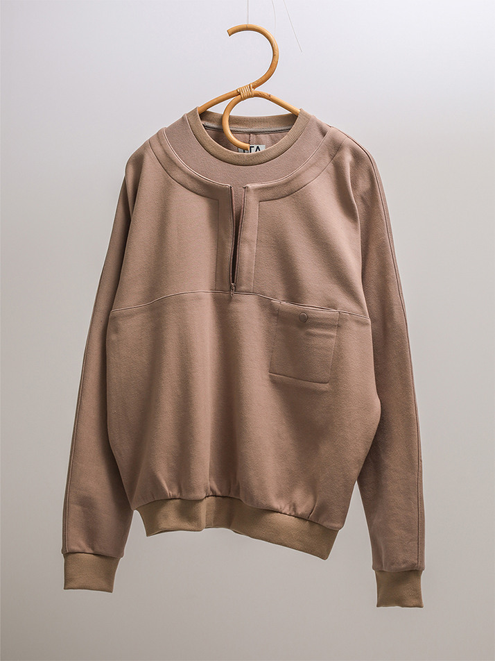 HALF ZIP LAYERD SWEATSHIRTS-BRONZE | ETERNAL JOURNEY