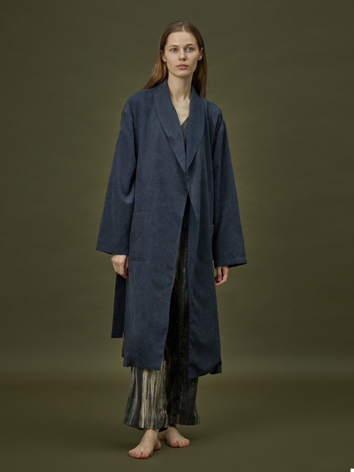 CLASSIC SUEDE LONG ROBE_navy (women) | ETERNAL JOURNEY