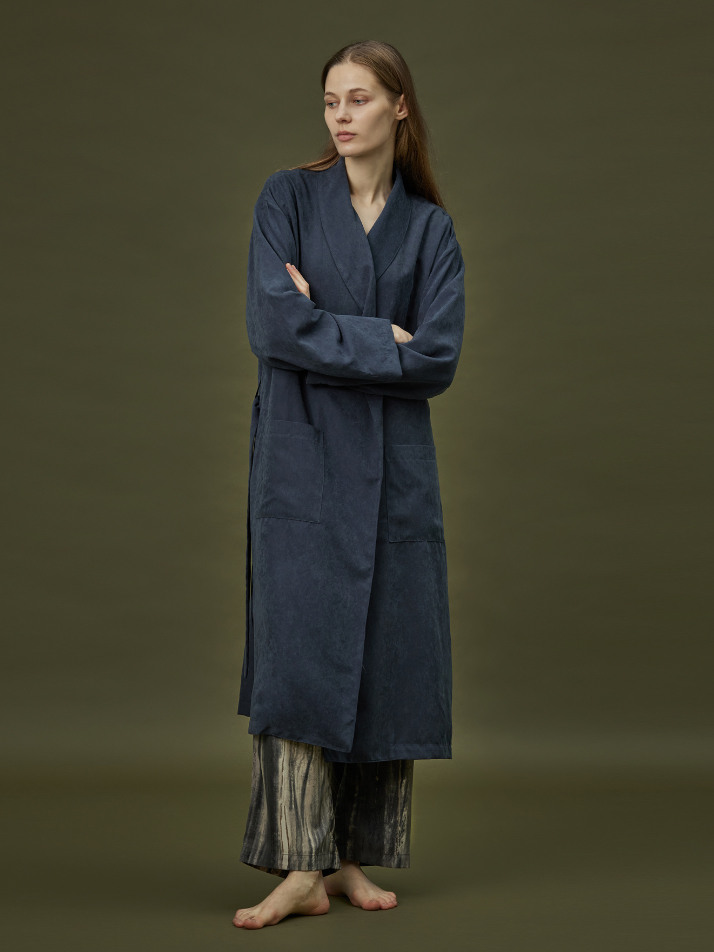 CLASSIC SUEDE LONG ROBE_navy (women) | ETERNAL JOURNEY