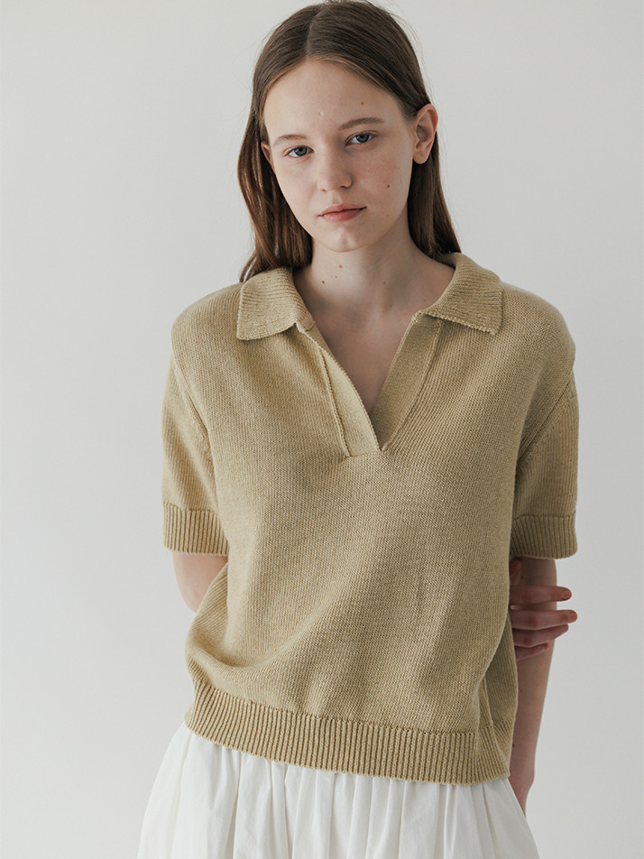 Cotton Pullover Knit (khaki) | ETERNAL JOURNEY