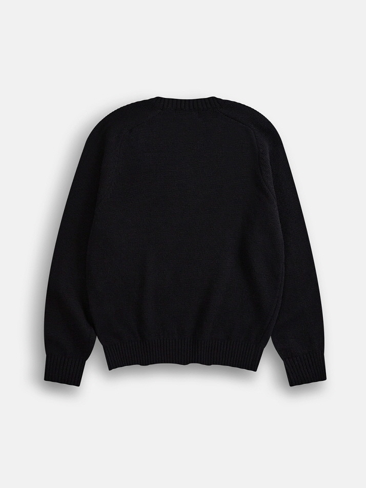 Saddle Wool Knit Sweater (Black) | ETERNAL JOURNEY