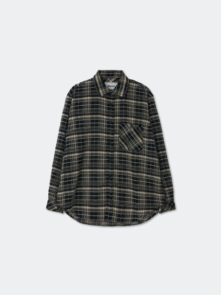 Emboss Checked Pattern Shirt_Tweed Black | ETERNAL JOURNEY