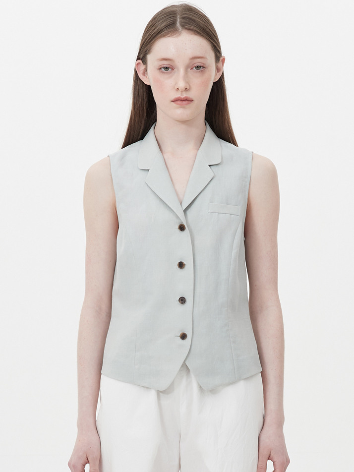 notched collar sleeveless blouse_ash mint | ETERNAL JOURNEY