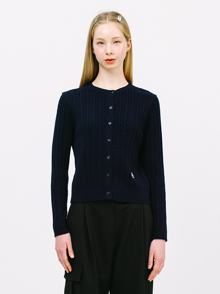 JK slim cable knit cardigan_navy | ETERNAL JOURNEY