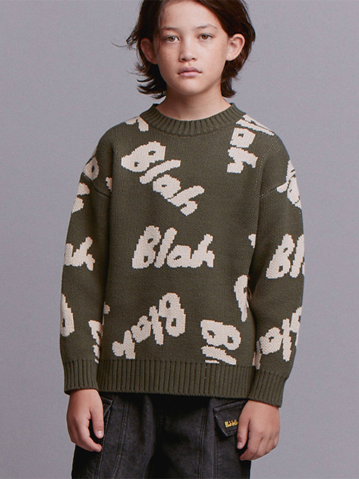 BLAH LOGO KNIT_KHAKI | ETERNAL JOURNEY