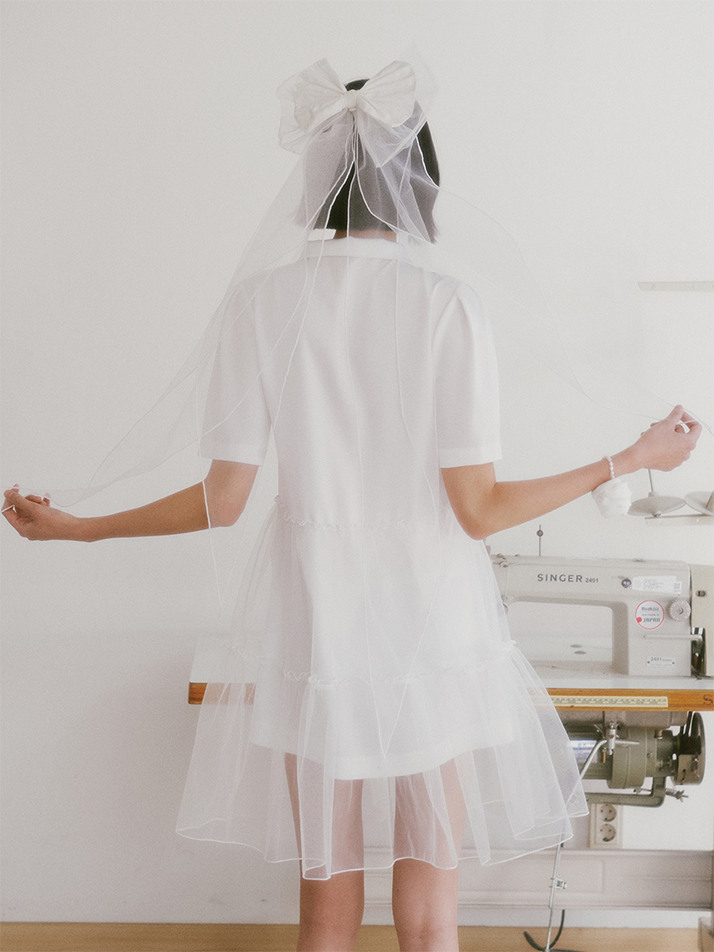 Bridal Ribbon Layered Veil_white | ETERNAL JOURNEY