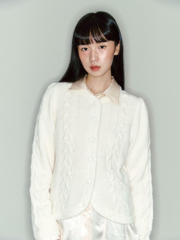 Sally Cable Knit Cardigan_ivory | ETERNAL JOURNEY
