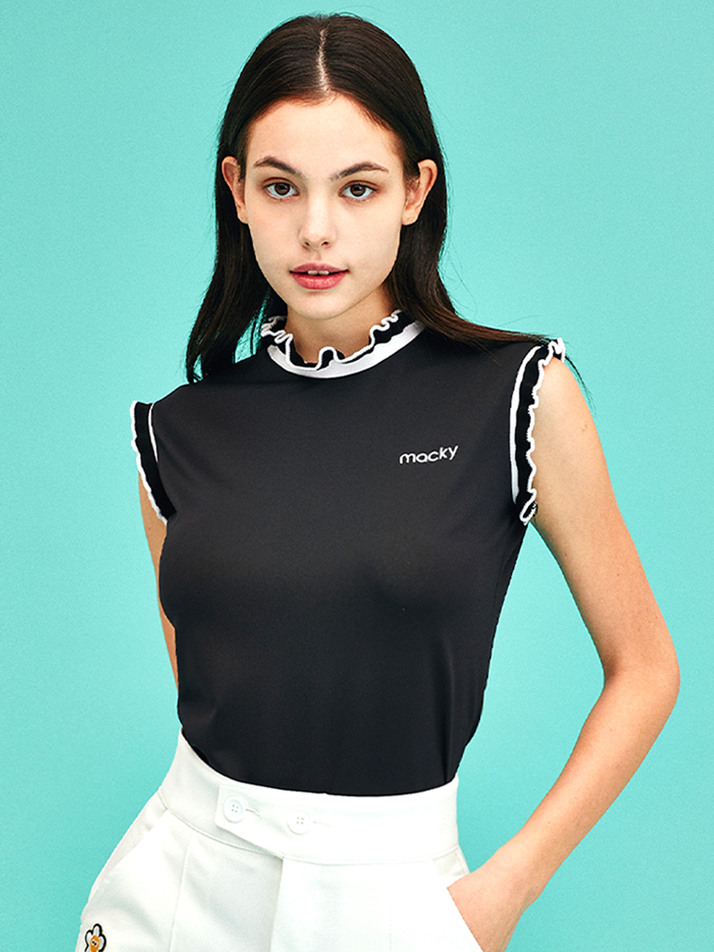 Frill logo sleeveless black | ETERNAL JOURNEY