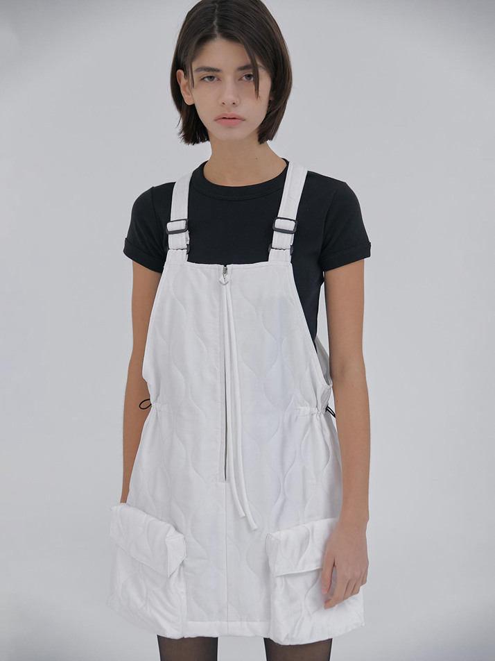 quilted cargo string overall (white) | ETERNAL JOURNEY
