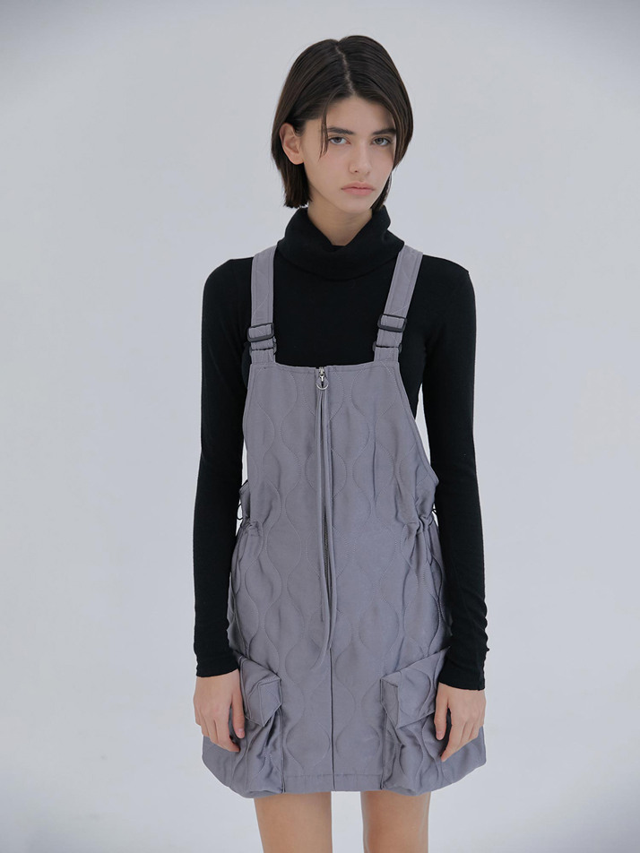 quilted cargo string overall (charcoal) | ETERNAL JOURNEY
