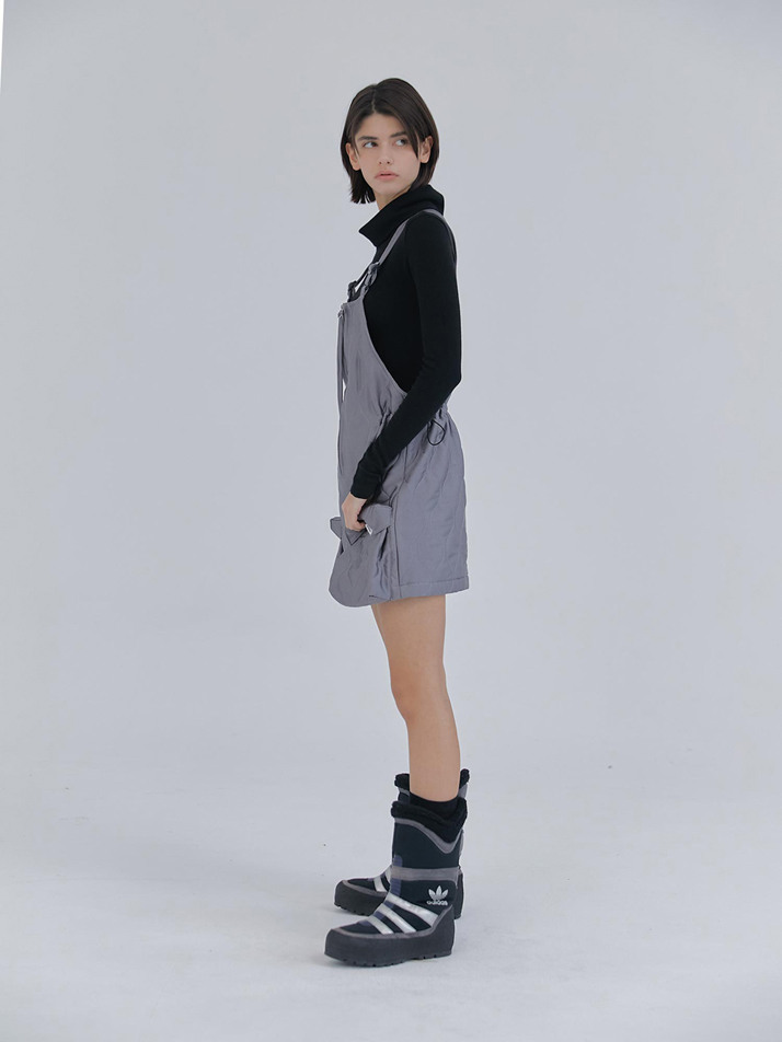 quilted cargo string overall (charcoal) | ETERNAL JOURNEY