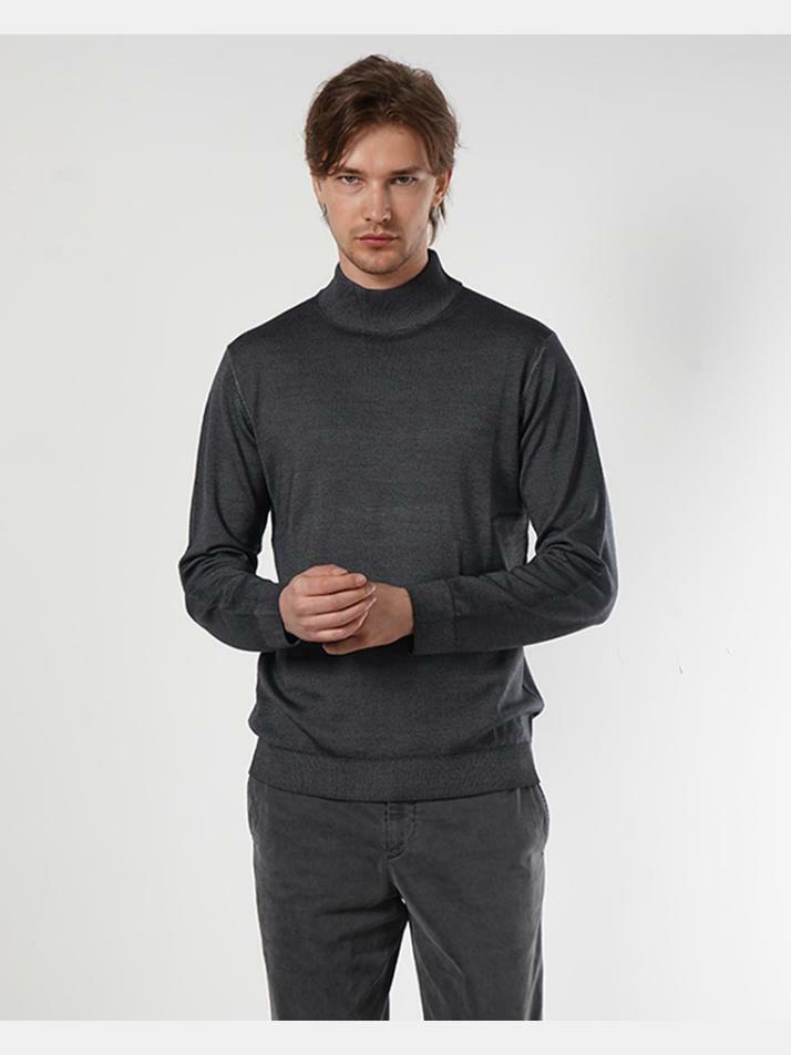 [birbante] 리치 울 모크넥 니트 - 차콜 | ETERNAL JOURNEY