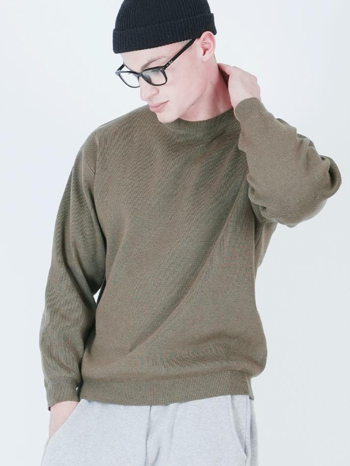 Hazzy Cashmere Round Knit (Khaki) | ETERNAL JOURNEY