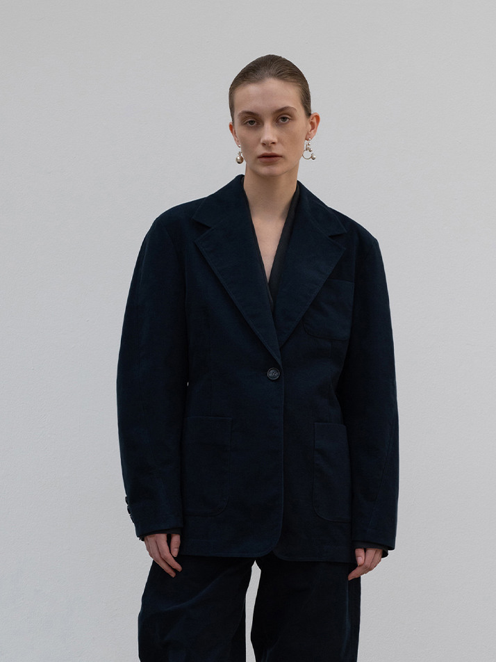 21FW COCOON BLAZER - NAVY | ETERNAL JOURNEY