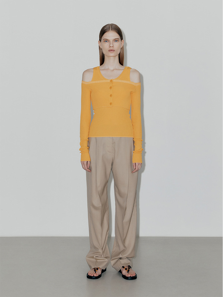 22SS OFF SHOULDER CARDIGAN SET - ORANGE | ETERNAL JOURNEY